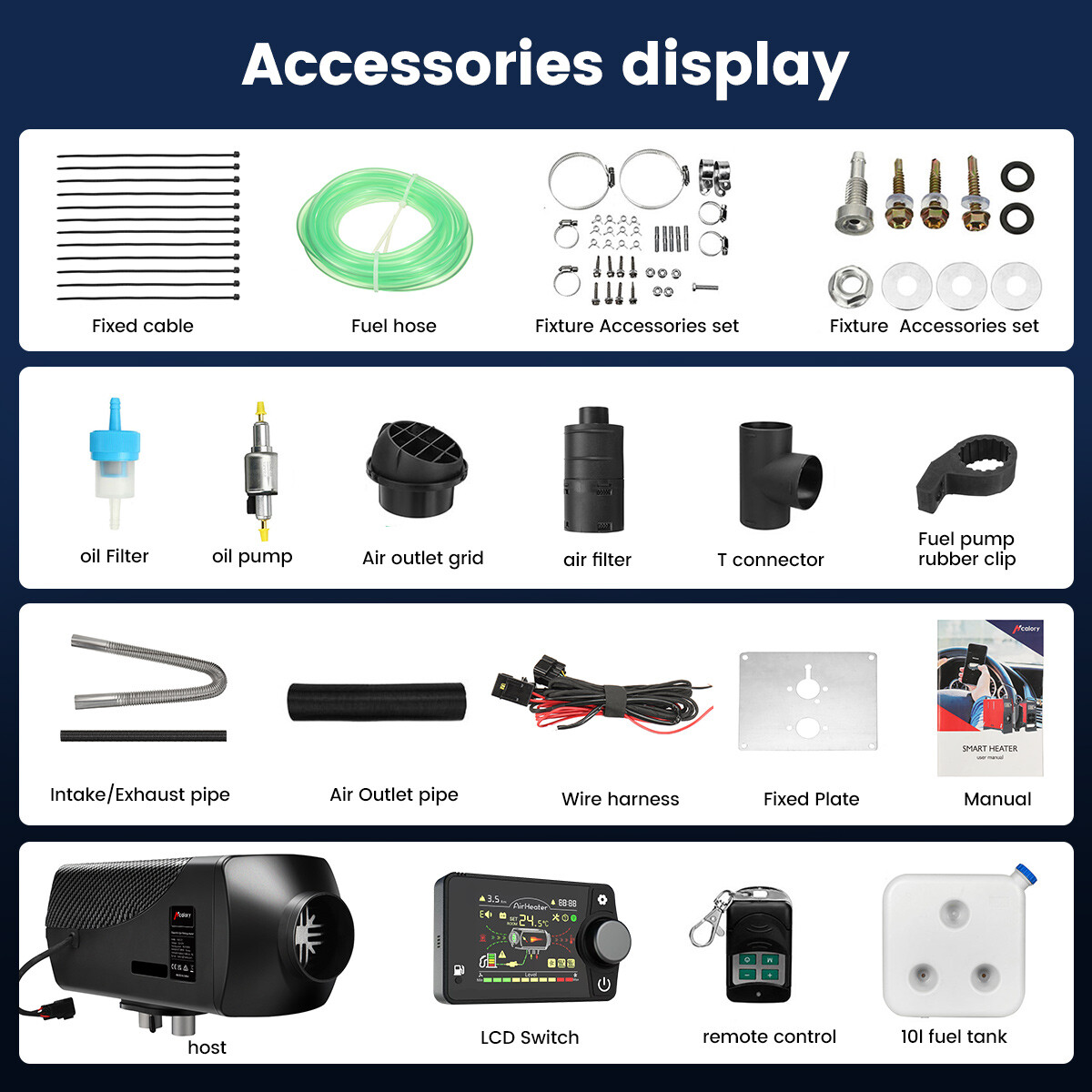 Hcalory 12V 24V bluetooth Controller Diesel Air Heater 5KW-8KW For Car ...