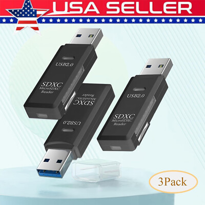3Pcs USB 3.0 SD Card Reader for PC Micro SD to USB Adapter CardReader ...