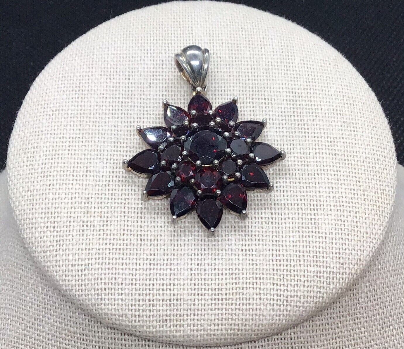 3Ct Round Cut Lab-Created Garnet Women's Flower Pendant 14K White Gold ...