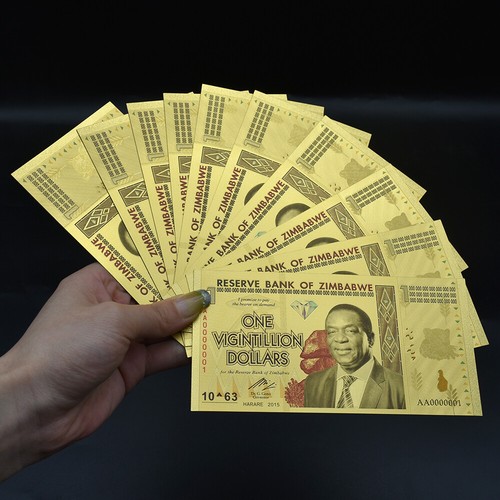 10pcs Zimbabwe Gold Banknotes One Vigintillion Trillion Dollars UV ...