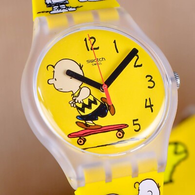 ⌚🥜Watch Swatch NEW GENT - POW WOW- SO29Z109 PEANUTS 2021 SNOOPY CHARLIE ...