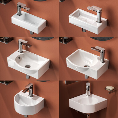 EMKE Small Compact Bathroom Top Sink Ceramic Hand Wash Basin Wall Hung ...