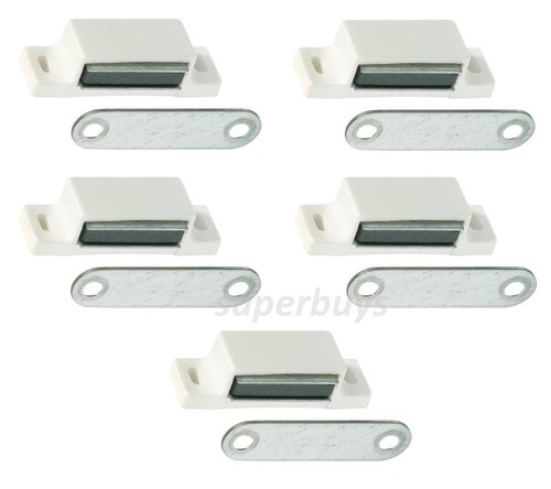 White 5pc 46mm Magnetic Cabinet Cupboard Door Fastener Latch Catch Lock ...