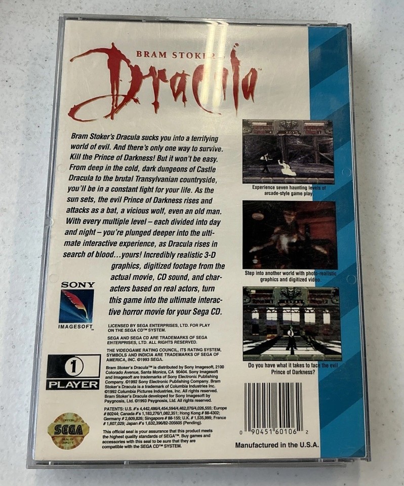 Bram Stoker's Dracula Sega CD Complete Damaged Case Tested -- S2G -- | eBay