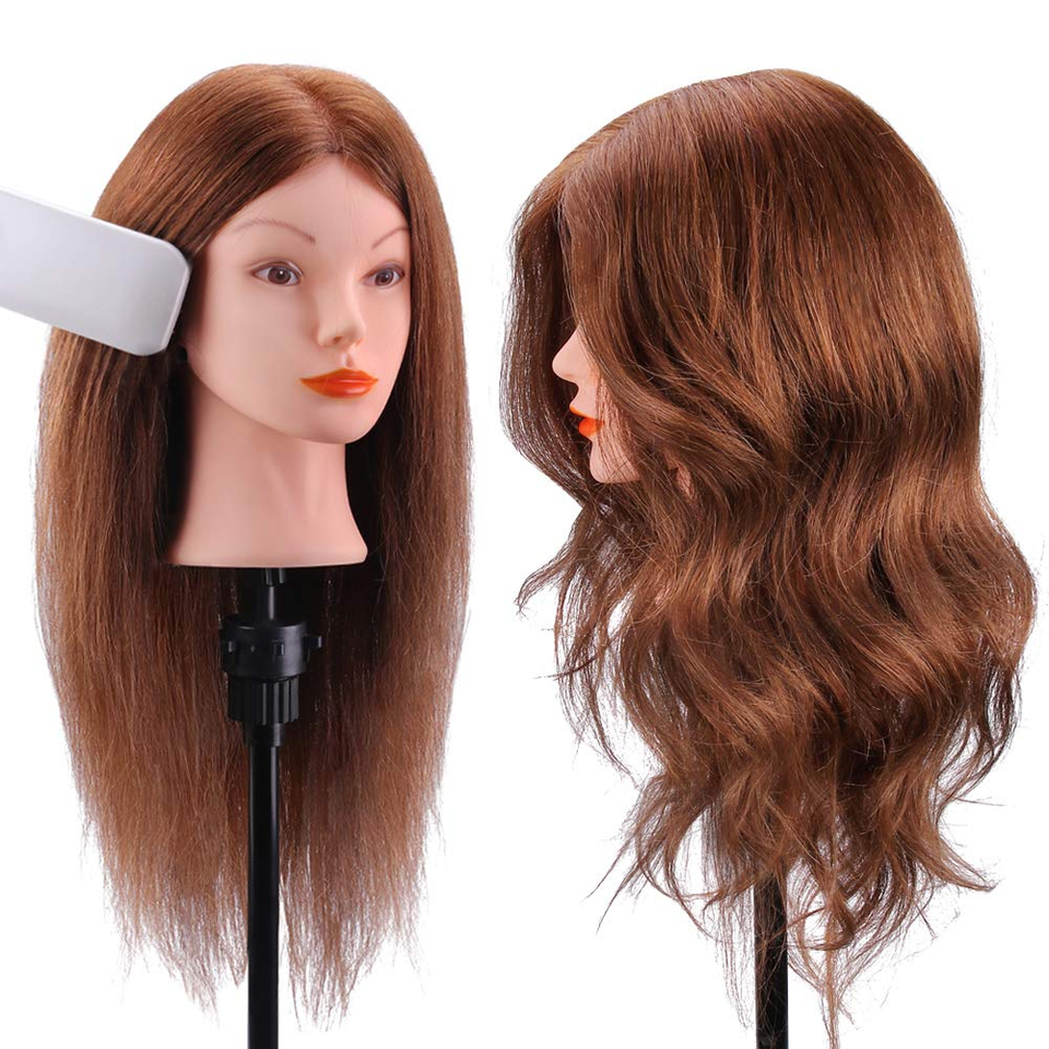 Mannequin Head with 100% Human Hair, Real Hair Cosmetology Mannequin ...