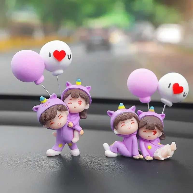 Cute Car Decoration Ornaments Creative Cartoon Purple Pajamas Couple ...