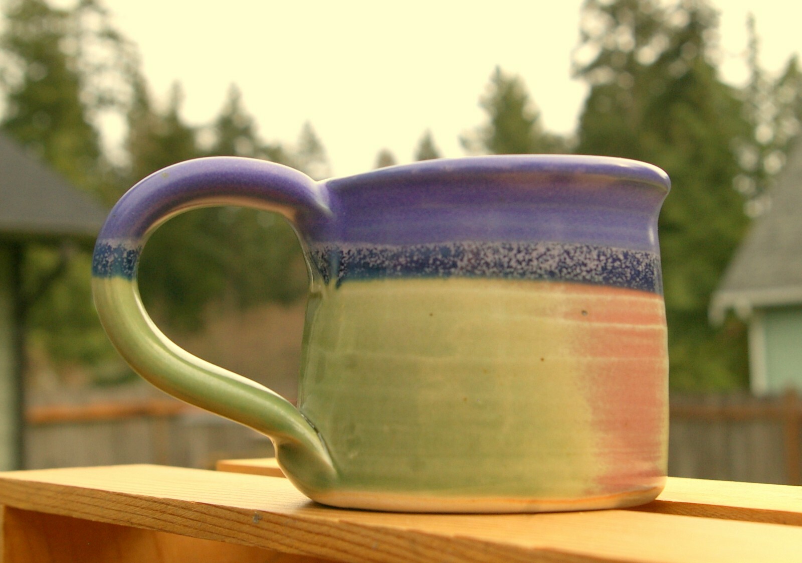 Hand Spun Purple Dipped Pottery Coffee Mug 2 1/4" Tall Signed by Artist ...