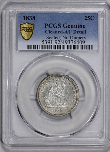 1838 Seated Liberty 25c PCGS AU Detail No Drapery | eBay