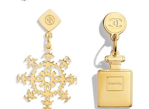Chanel Charm Gold Tone Collectable Snowflake & Bottle Logo Charm ...
