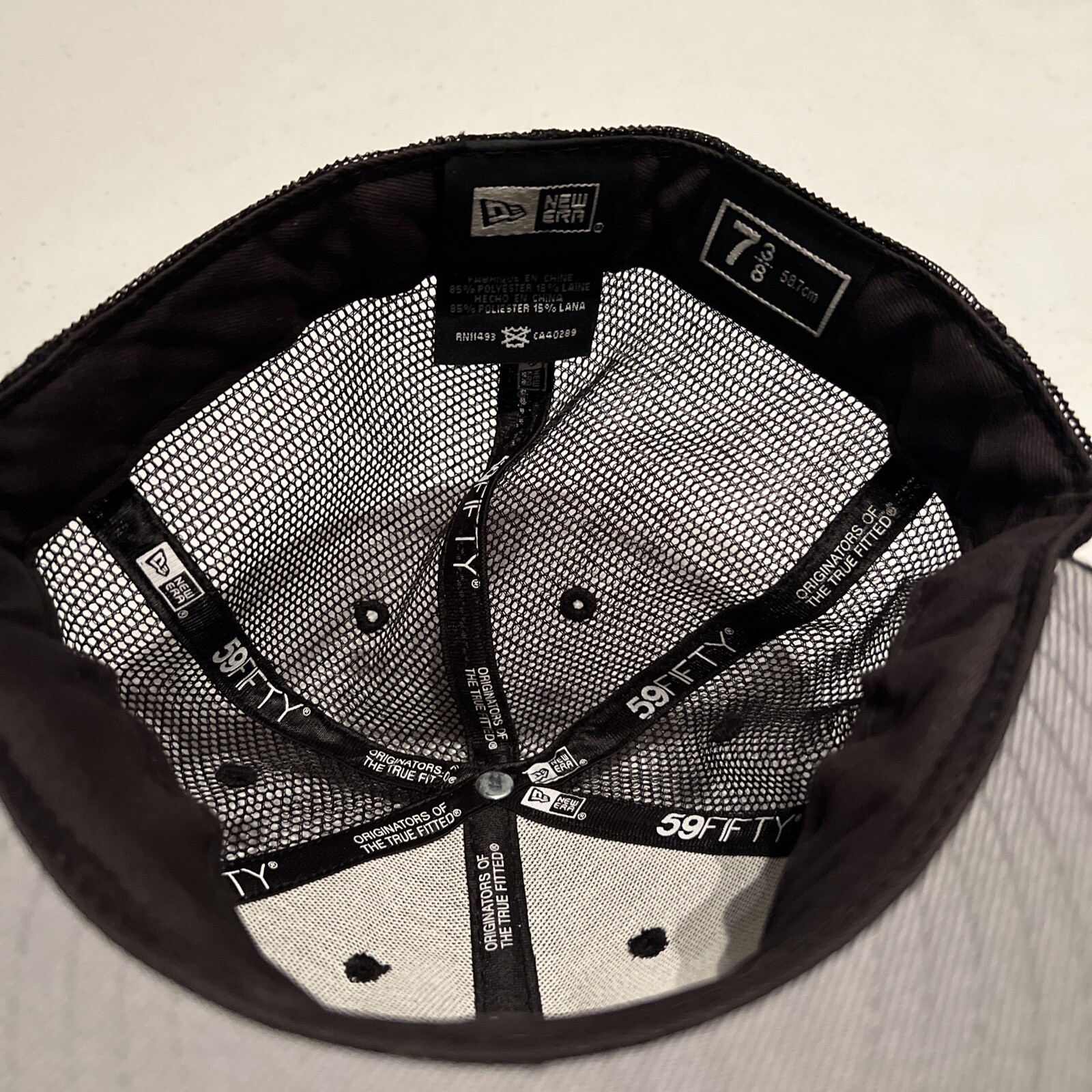 NEW ERA 59FIFTY Black All Mesh FITTED BASEBALL HAT Ch… - Gem