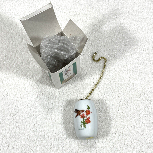 Vintage Porcelain Fan Chain Pull With Hummingbird In Original Box by ...