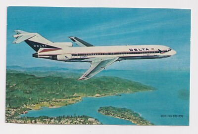 DELTA AIRLINES ADVERTISING POSTCARD, BOEING 727-232 AVIATION DELTA ...