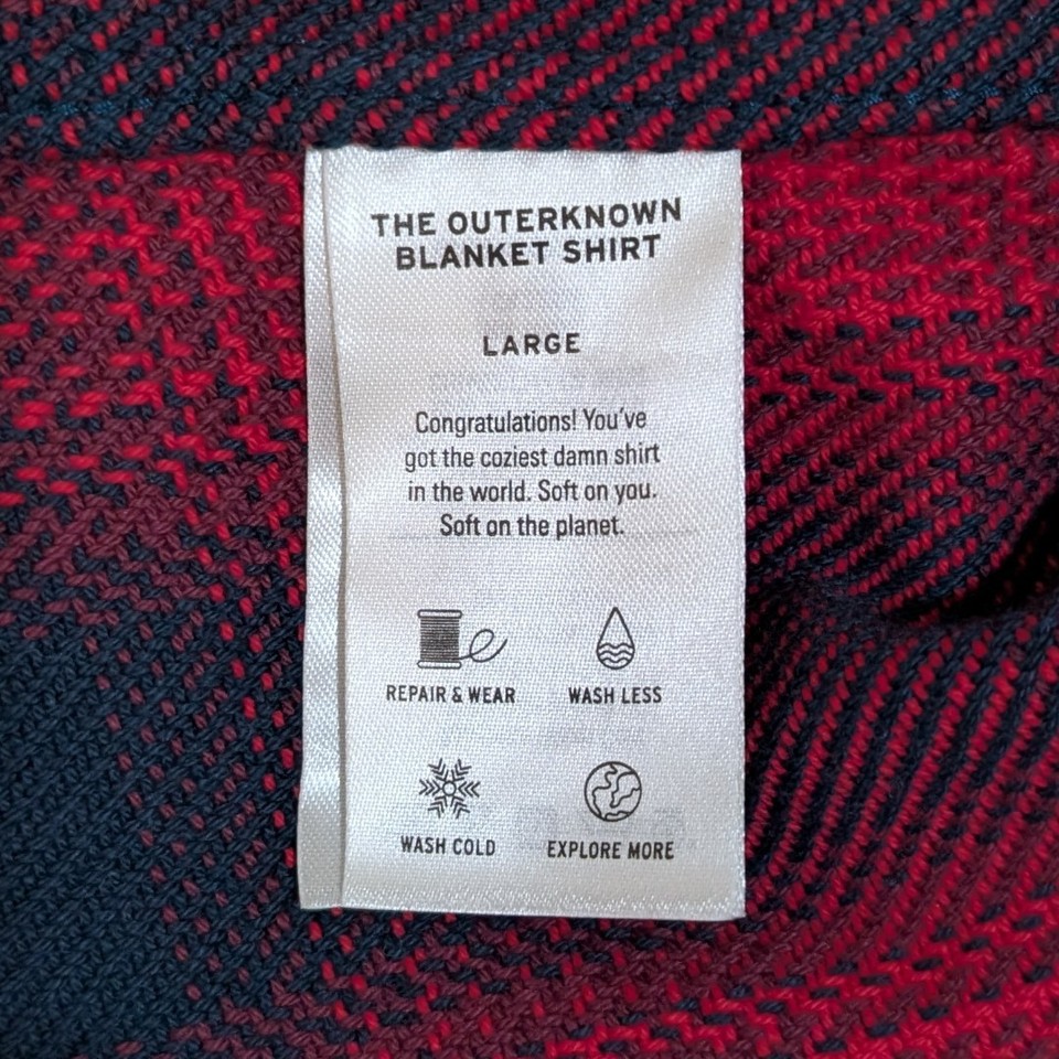 Outerknown Blanket Shirt | Red & Navy Plaid | Size Large Heavyweight ...