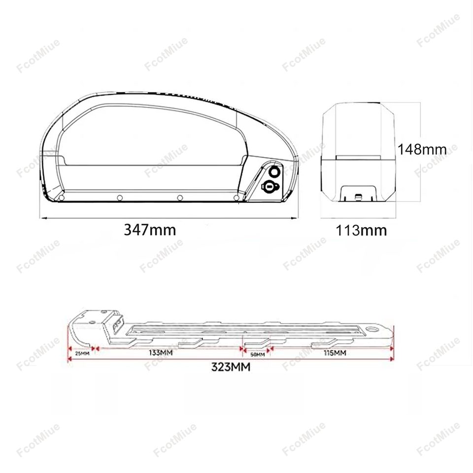 Ebike Battery 48V 52V 20Ah Fuel Tank with 21700 Cells for Electric Bike ...
