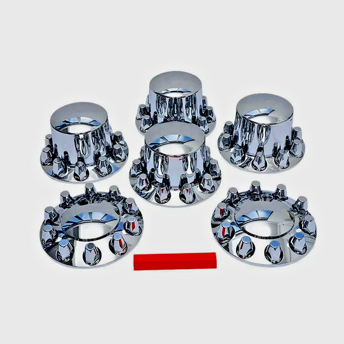 Chrome Hub Cover Kit 33mm Lug Front Rear Semi Truck Wheel Axle Covers ...