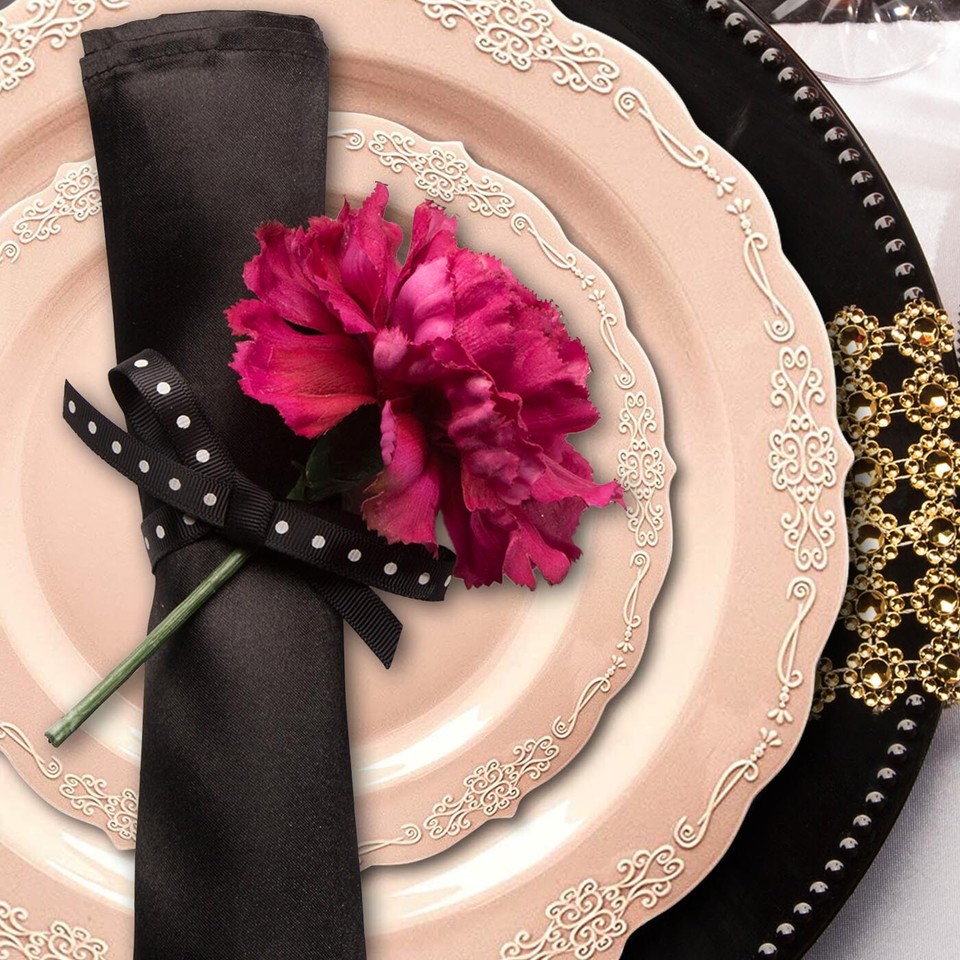 Elegant Vintage Disposable Plastic Plates Wedding Party Value Sets 120 ...