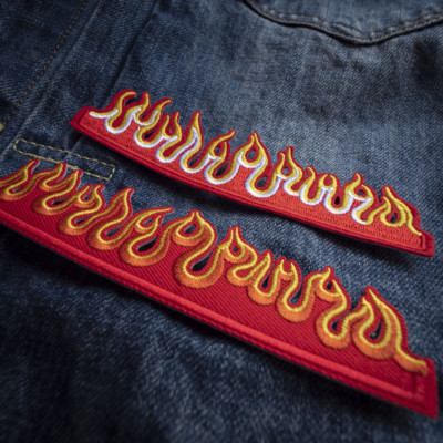 Fire Flame Embroidered Sew On Iron On Patch Badge Fabric Applique Craft ...