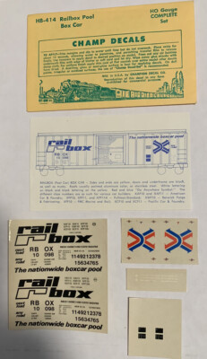 CHAMP HO SCALE DECAL - RAILBOX POOL BOX CAR - YELLOW w/MULTI-COLORED ...