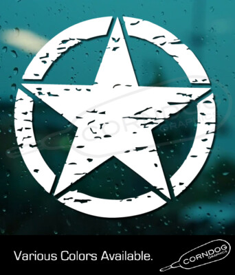 Distressed Star STICKER VINYL DECAL ARMY WILLYS OFFROAD TRAIL OFF ROAD ...