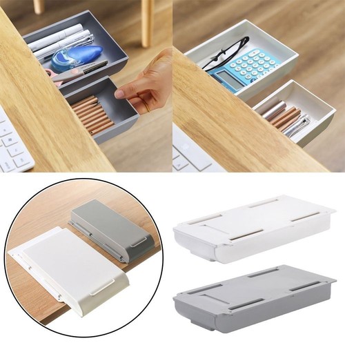 Plastic Table Storage Drawer Organizer Box Self Stick Pencil Tray ...