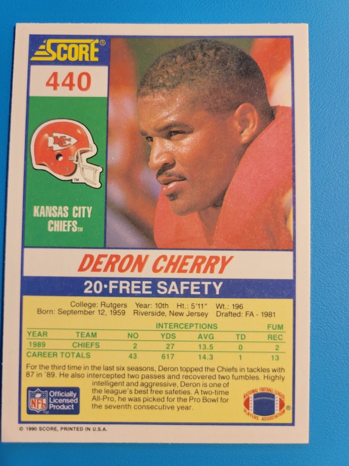 1990 Score Football Card #440 Deron Cherry | eBay