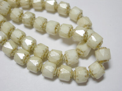 20 Opaque Ivory with Gold Cathedral Czech Glass 6mm beads | eBay