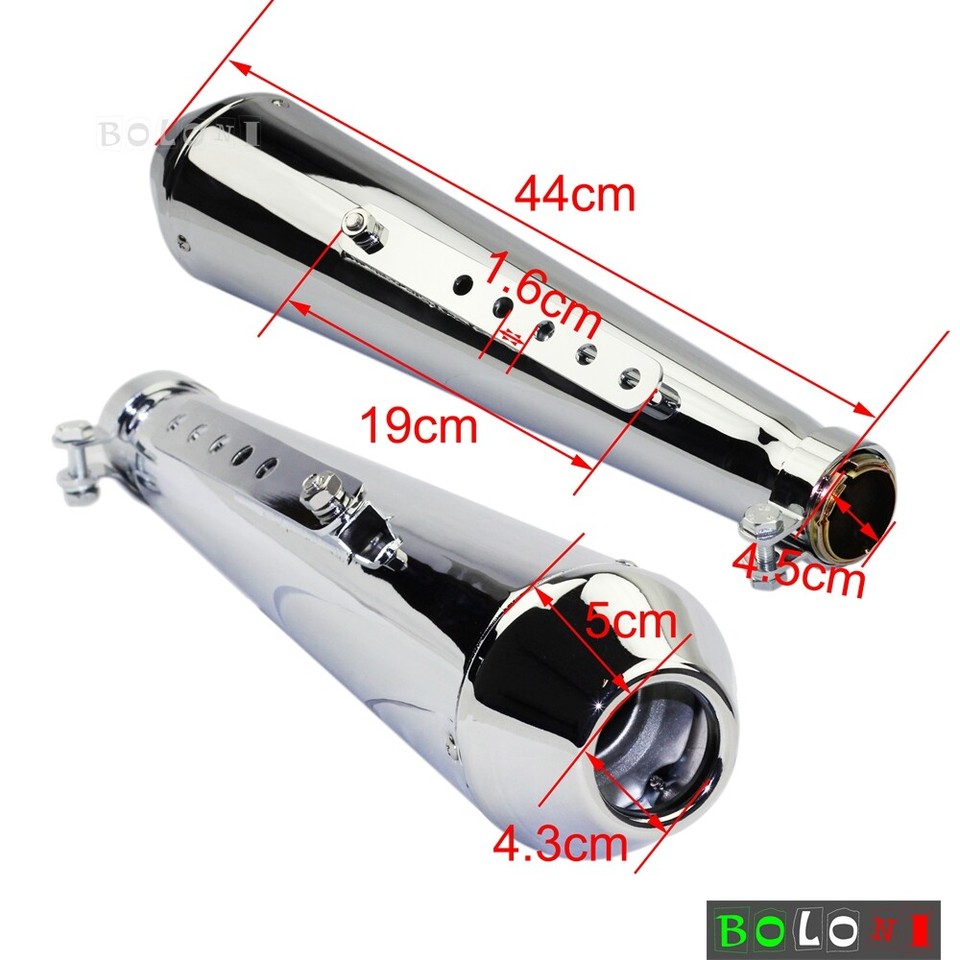 Pair 18" Motorcycle Exhaust Muffler Pipes For Harley Bobber Chopper ...