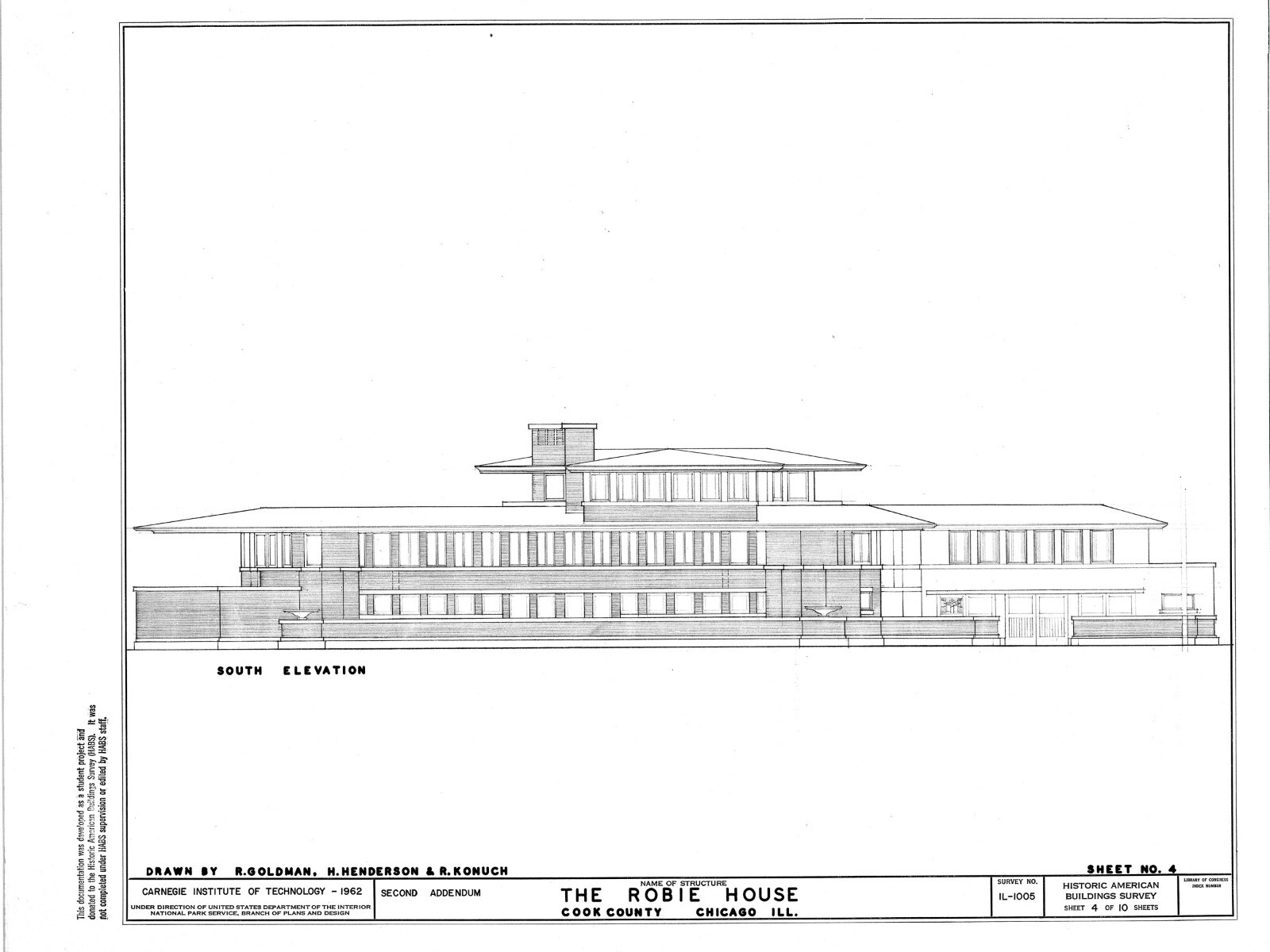 Frank Lloyd Wright's Prairie Style Robie House - 10 Sheet set of ...