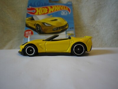 2018 Hot Wheels Yellow Corvette C7 Z06 Convertible Custom Real Riders ...