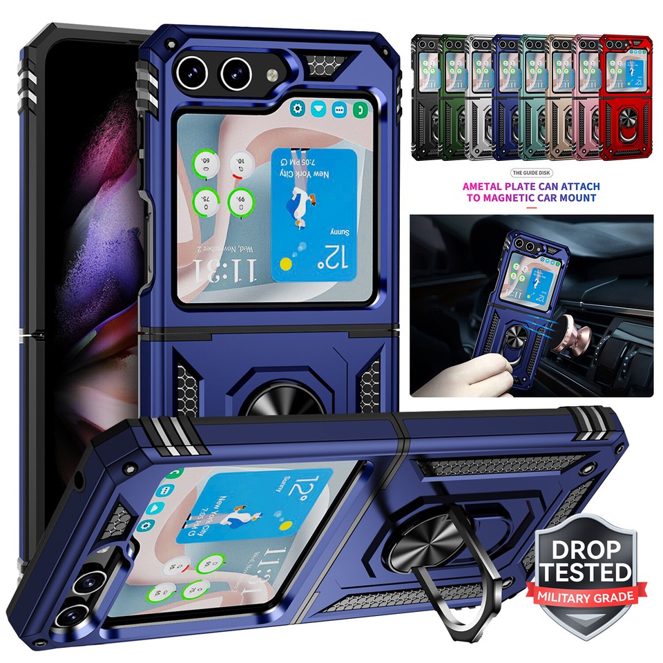 For Samsung Galaxy Z Flip 5 Flip4 3 5G Shockproof Case Magnetic Ring ...