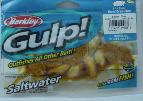 Berkley GSSF1 Gulp 1" Sand Crab Flea Amber Glow New Penny Natural 12 Ct ...