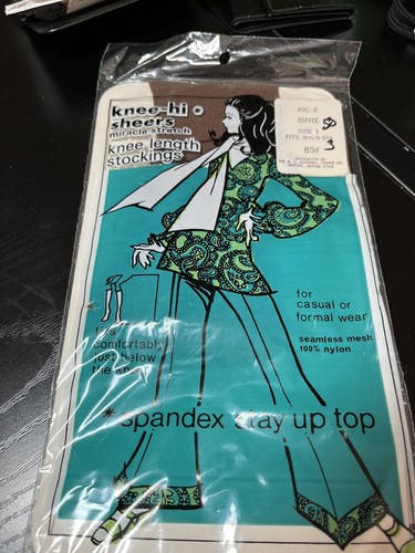 1970s Sheer Knee-Highs Mod Bell Bottoms Coffee Sz 1 = 8.5-9.5 Alco ...