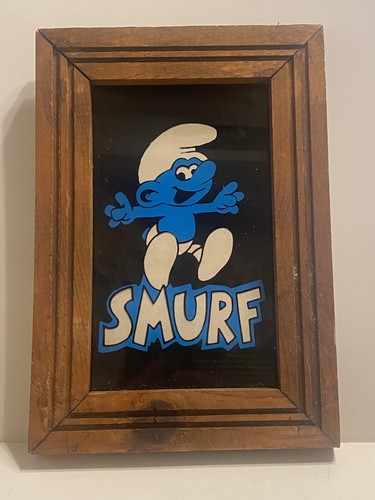 Vintage Smurf Wood Frame Carnival Boardwalk Prize 1980's 10" x 7" | eBay