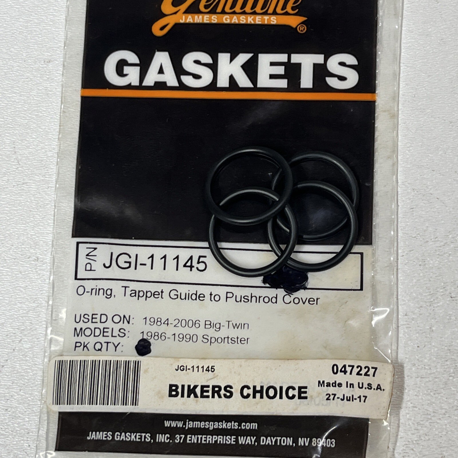 4 NOS James Gasket OEM P/N JGI-11145 Tappet /Pushrod Tube O Ring Harley ...