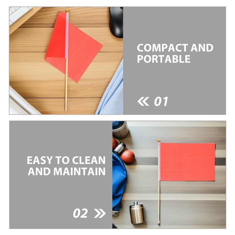 20 Pcs Handheld Red Flags On Sticks Mini Solid Color Flags For ...