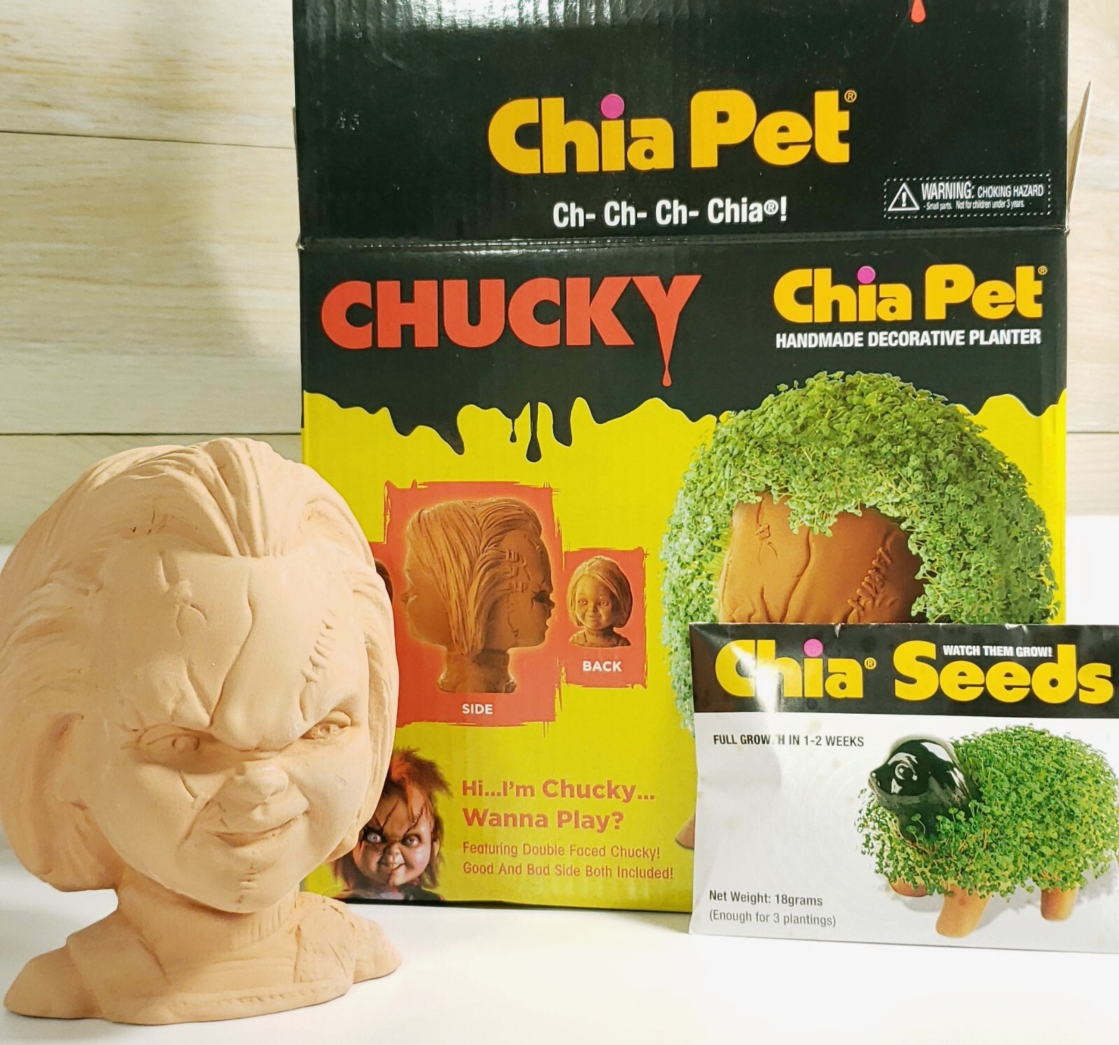 Chucky Chia Pet - Seed of Chucky - NEW - 2 faces one planter | eBay