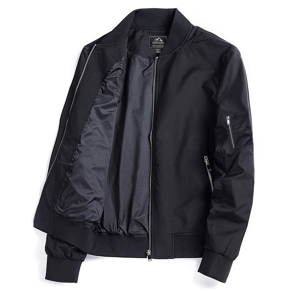Men's Lightweight Bomber Jacket Baseball Coat Full-Zip Casual Spring ...