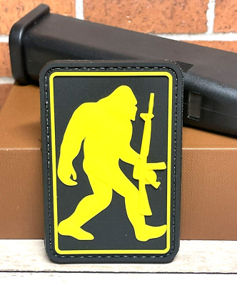 Sasquatch Bigfoot Tactical Gun PVC Patch, Morale Squatch M16 Rubber PVC ...