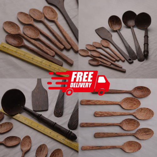 Kithul Wood Cooking Spoon 6 & 10 Set Made in SriLanka Handcraft Kitchen ...
