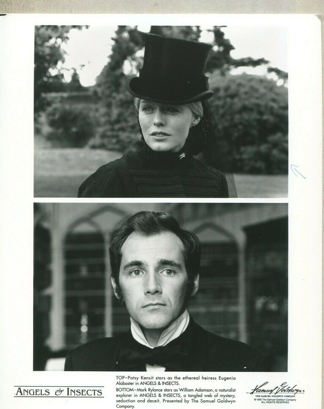 Patsy Kensit, Mark Rylance- Movie "Angels &Insects" 1995 VG press photo ...