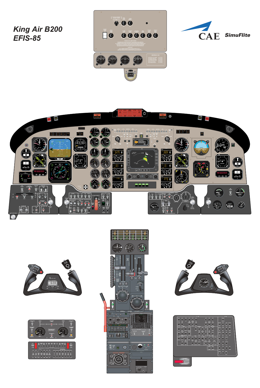 Becchcraft King Air B 200 Efis 85 Cockpit Training Poster 24in x 36in ...
