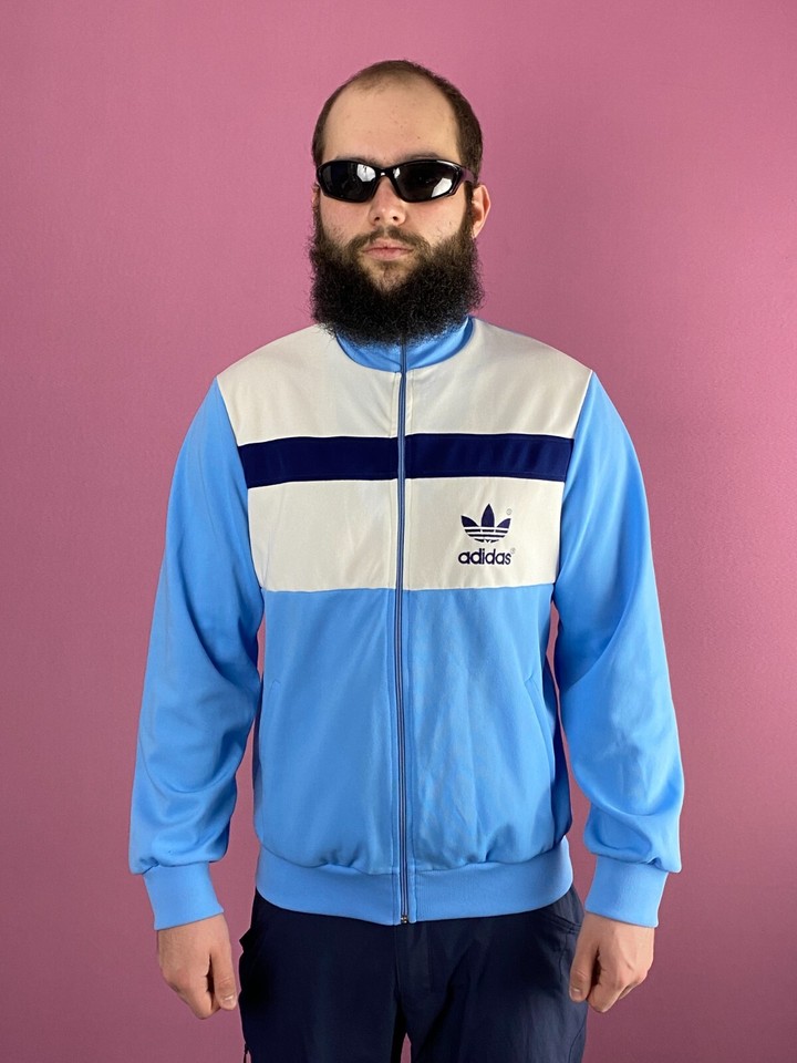 70s Adidas Originals Vintage Men's Track Jacket - Size L Blue & White ...