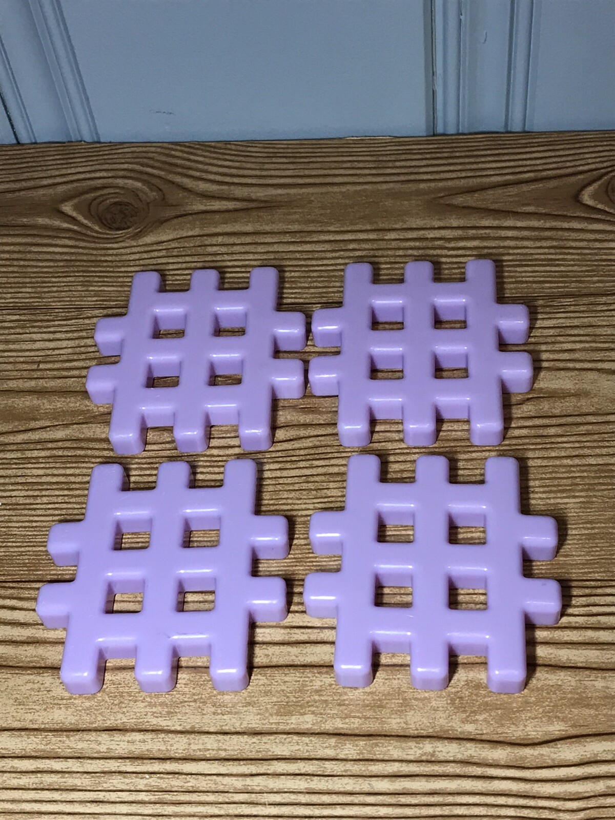Lot Of 4 Little Tikes Wee WAFFLE BLOCKS 4" Building Toys PASTEL Purple ...