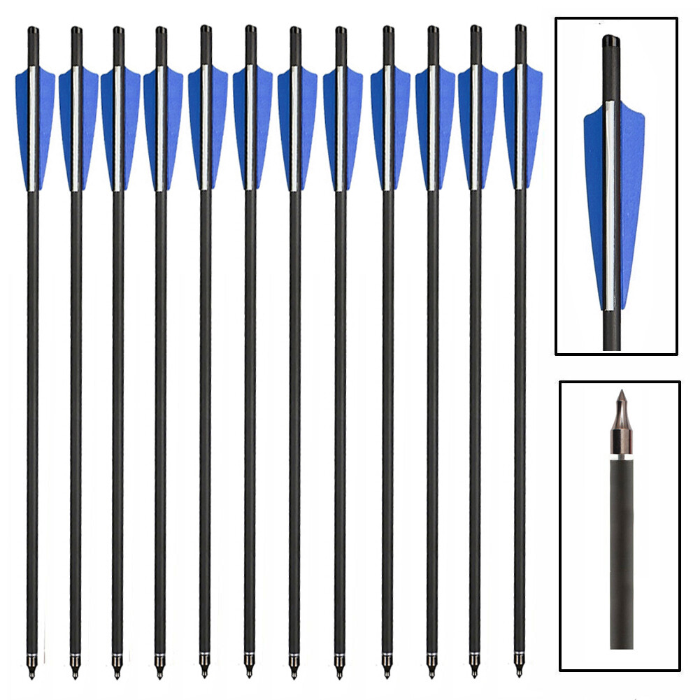 20" 22" Archery Hunting Carbon Crossbow Bolts Half Moon Nock OD 8.8mm ...