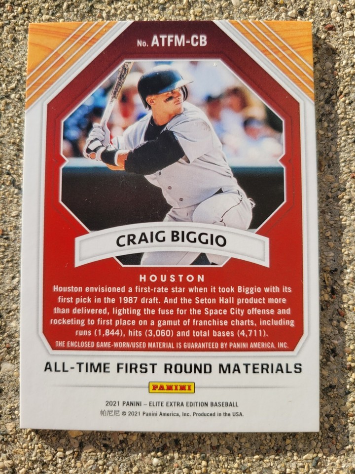 2021 Elite Extra Edition - Craig Biggio All-Time 1st Round Materials # ...