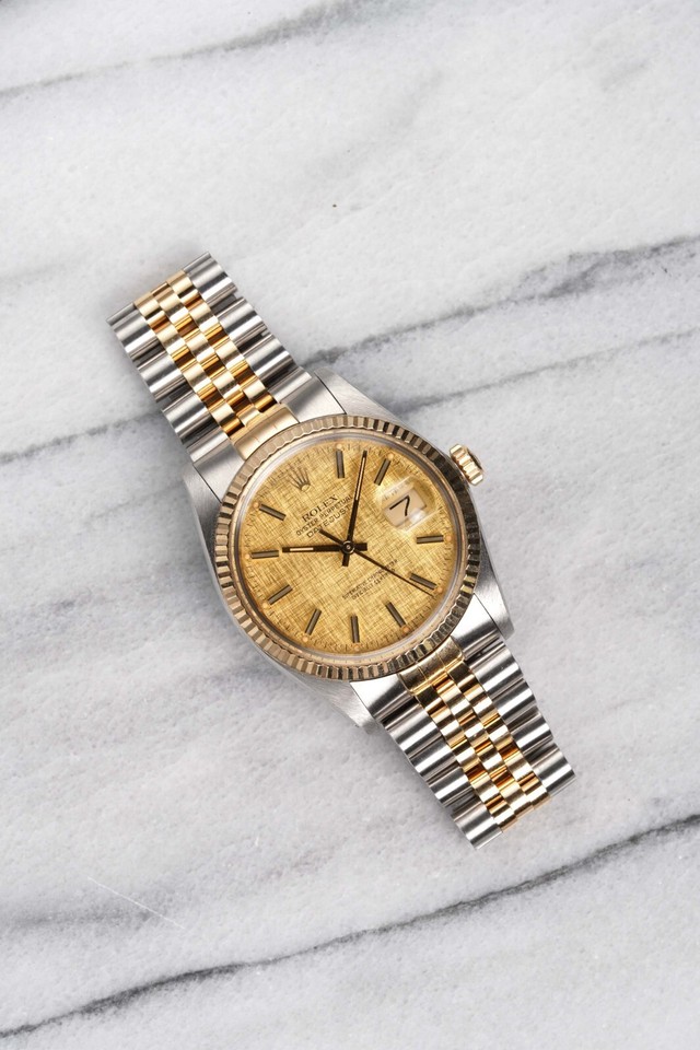 Vintage Rolex Datejust 80s Ref 16013 Automatic Gold Two Tone Champagne ...