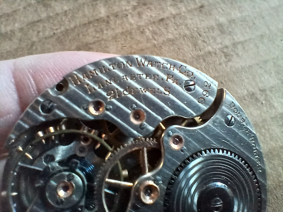 Hamilton 992 Double Roller Railroad Grade Pocket Watch Movement 21J ...