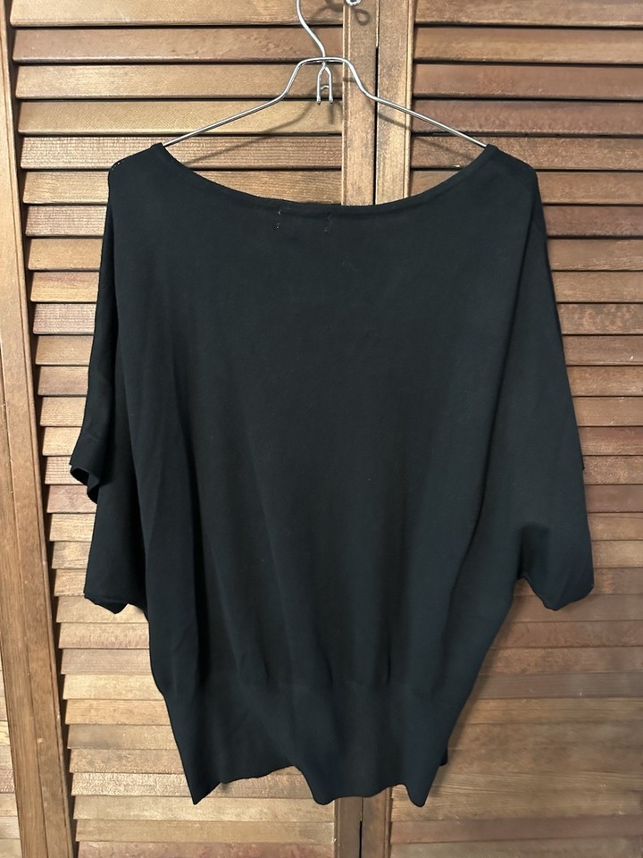 Joseph A Women Sz L Pullover Short Dolman Sleeve Keyhole Neck Gold W ...