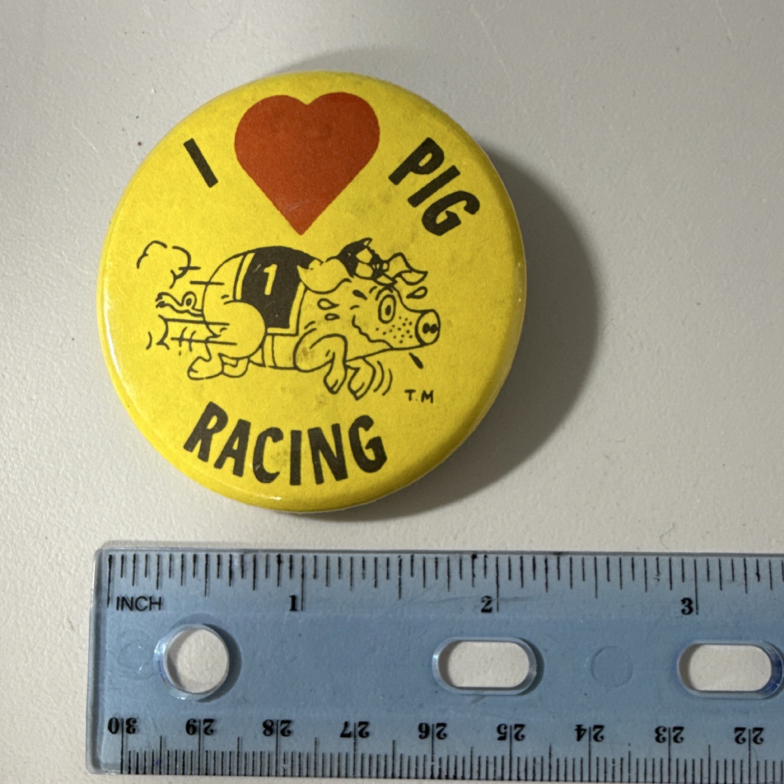 Pig Racing Pinback Button Yellow Cartoon Pig #1 Collectible | eBay