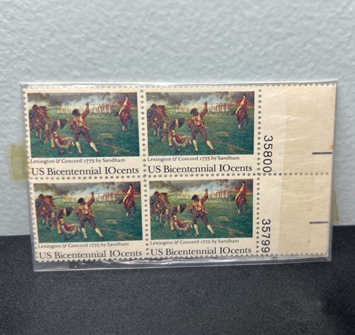 Vtg US Bicentennial Lexington & Concord 1775 Battle 10 Cent Stamps MNH ...